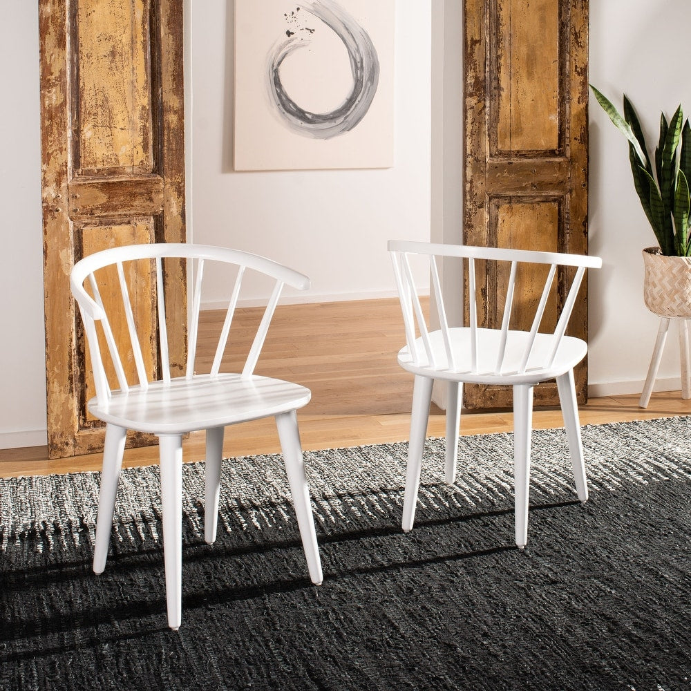 SAFAVIEH Dining Country Blanchard White Dining Chairs Set of 2 21.3