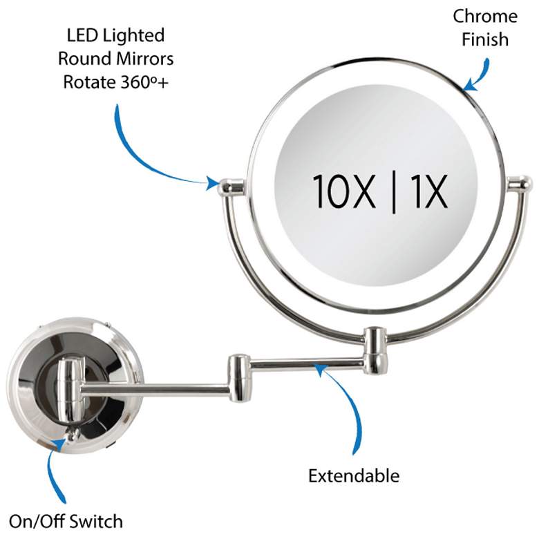 Next Generation® Chrome LED Wall Makeup Shaving Mirror – Ashley Area Rugs
