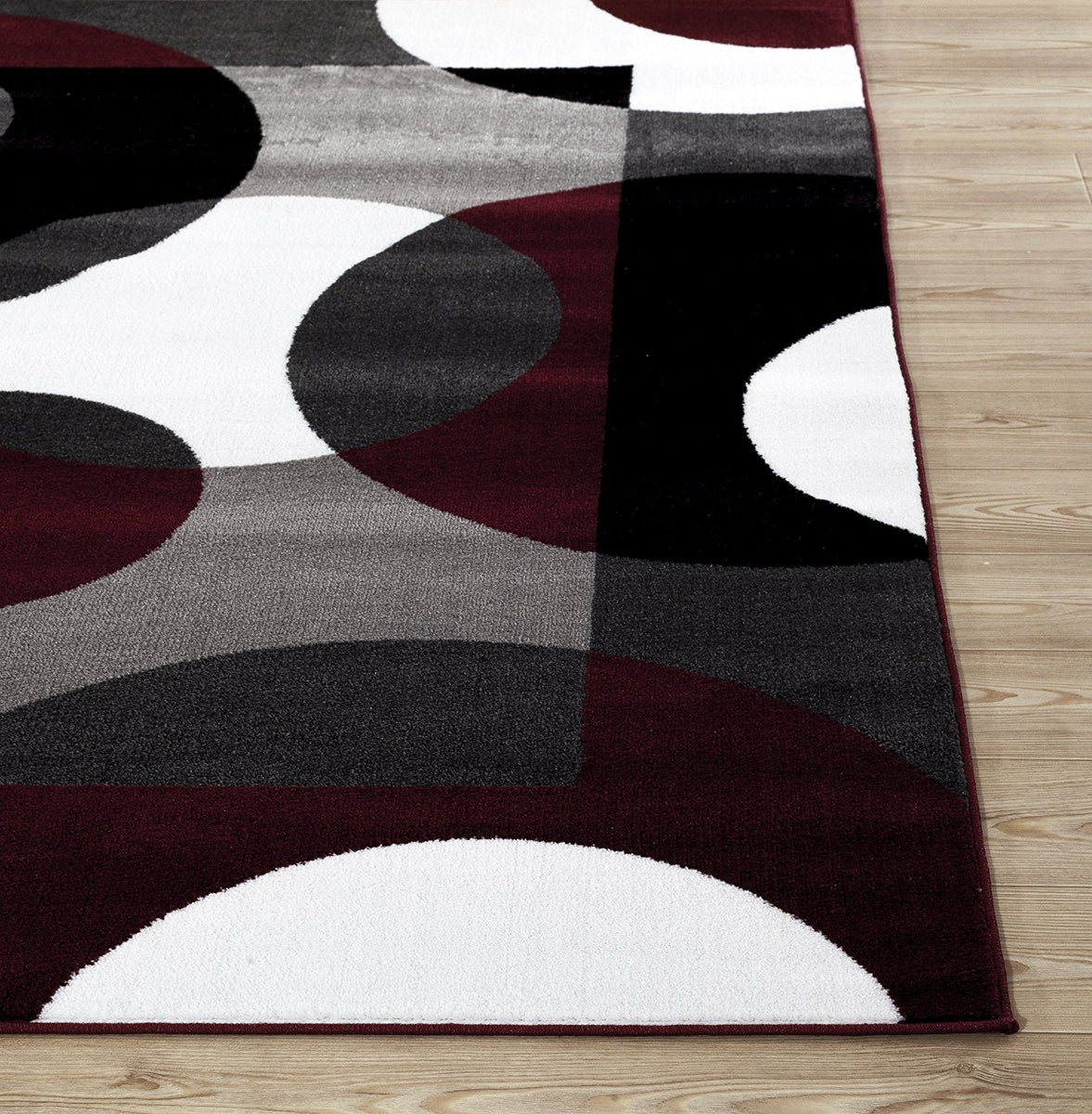 Circle Gray/Grey Burgundy Area Rug – Ashley Area Rugs