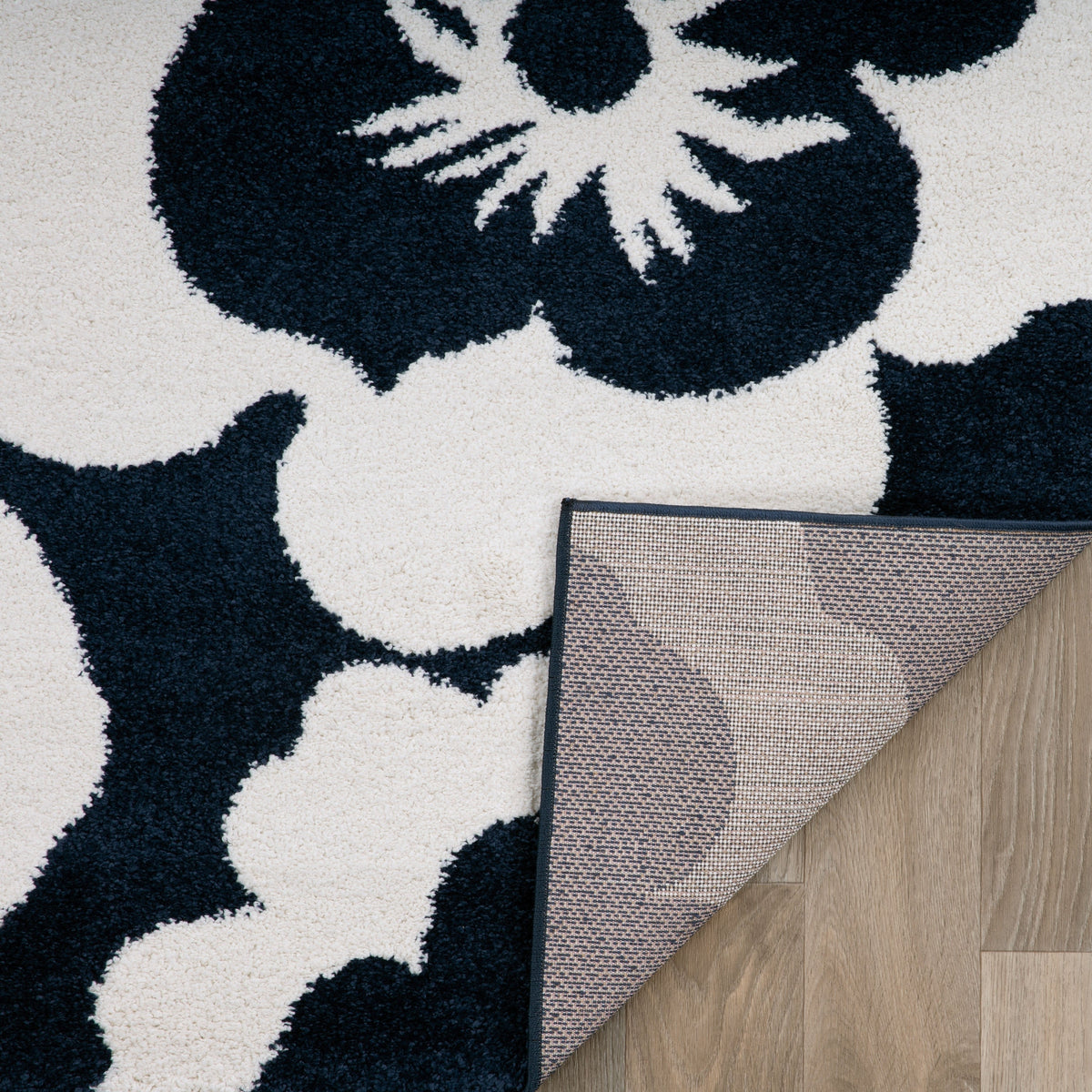 Floral Navy Ivory Soft Shag Area Rug – Ashley Area Rugs