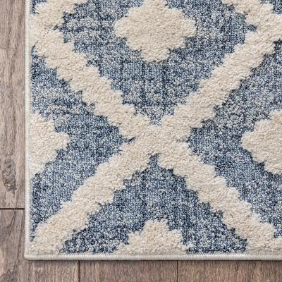 Moroccan Lattice Trellis Blue Looped Pile Soft Area Rug – Ashley Area Rugs