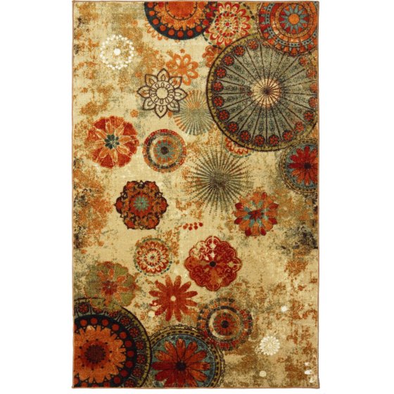 Multi-Color Floral Circle Area Rug Non-Slip – Ashley Area Rugs